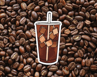 Iced Coffee Vinyl Sticker - Etsy
