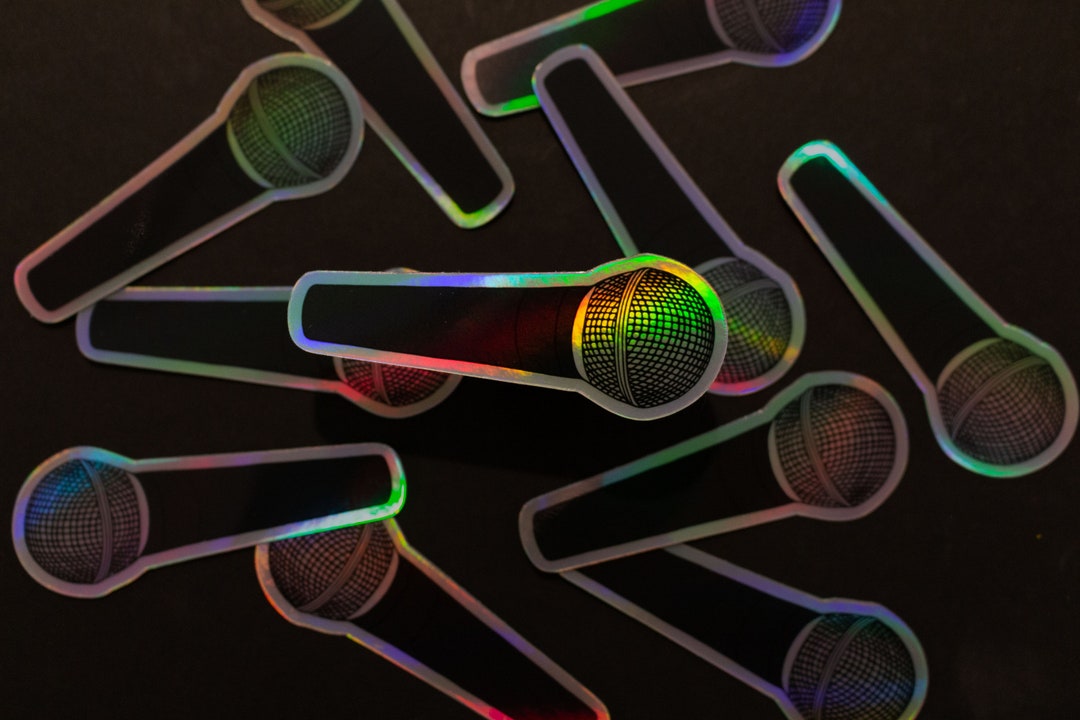Holographic Microphone Vinyl Sticker - Etsy