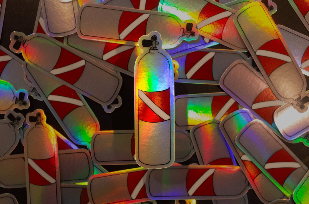 Holographic SCUBA Diver Tank Vinyl Sticker - Etsy