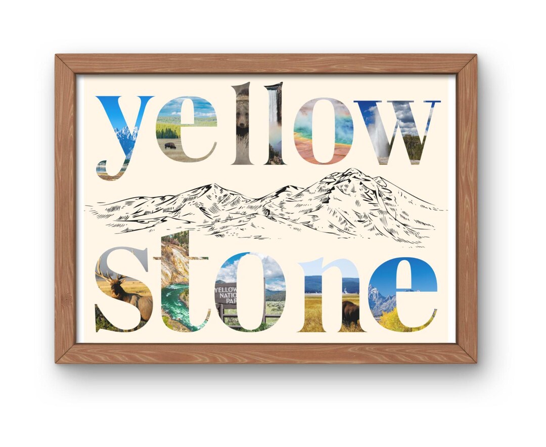 Yellowstone Digital Print, National Park Print, Wall Art, Nature Art ...