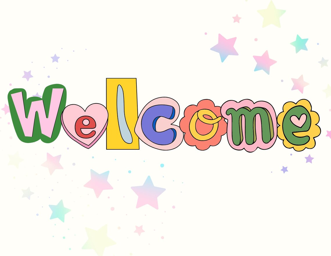 Welcome Print, Colorful Welcome Sign, Abstract Wall Art, Welcome Sign ...
