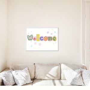 Welcome Print, Colorful Welcome Sign, Abstract Wall Art, Welcome Sign ...
