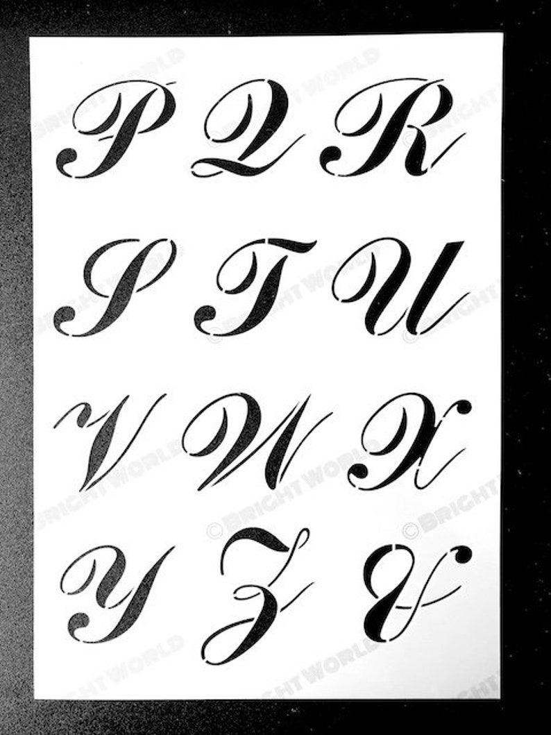 CALLIGRAPHY Stencil Letters Uppercase and Lowercase Alphabet Weddings ...