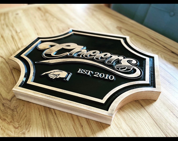 Custom Wooden Cheers Bar Sign | Bar Sign | Father’s Day | Birthday Gift ...