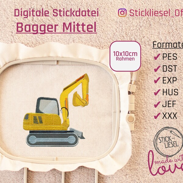 Excavator Embroidery - Etsy