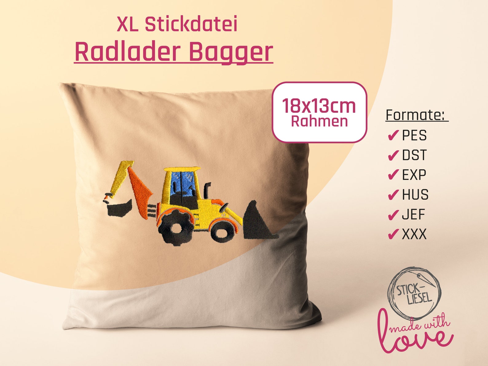 Stickdatei Bagger Radlader XL Stickmuster by - Etsy.de