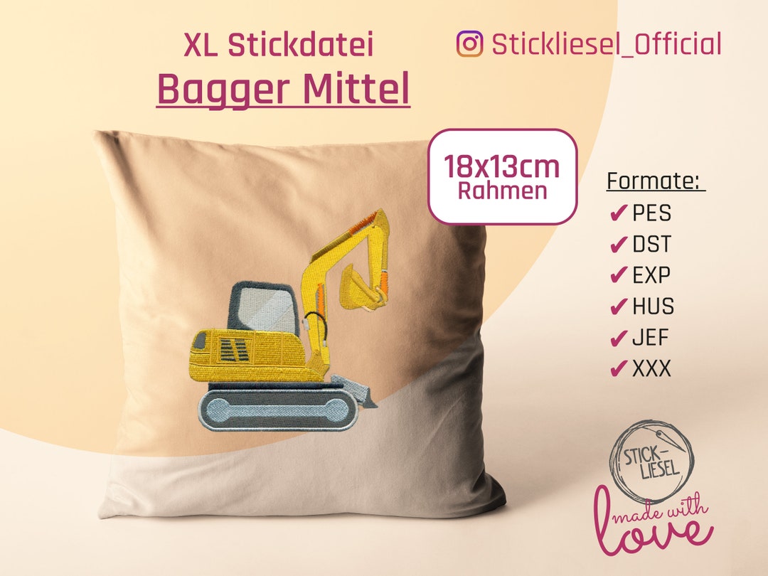 Excavator Embroidery File I Crawler Excavator Embroidery Embroidery ...