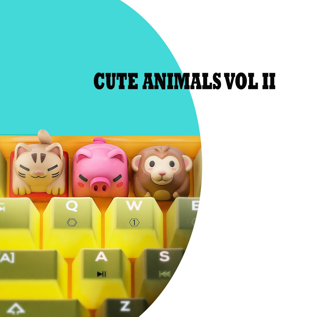 Animals Artisan Keycap Set Piggy Custom Resin Keycap Cute Monkey Keycap ...