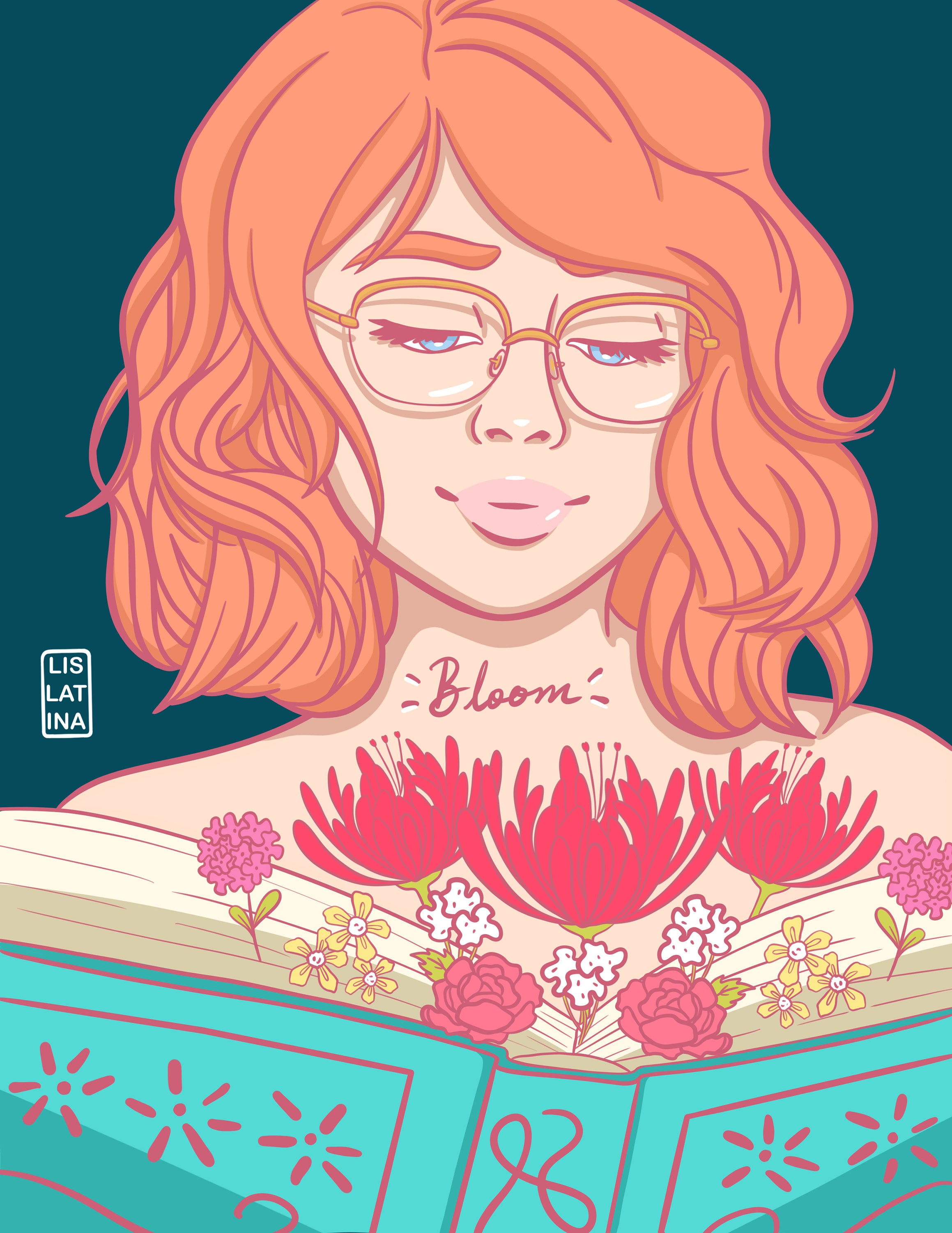 Let Your Mind Bloom Flower Girl Art Print Illustration ...