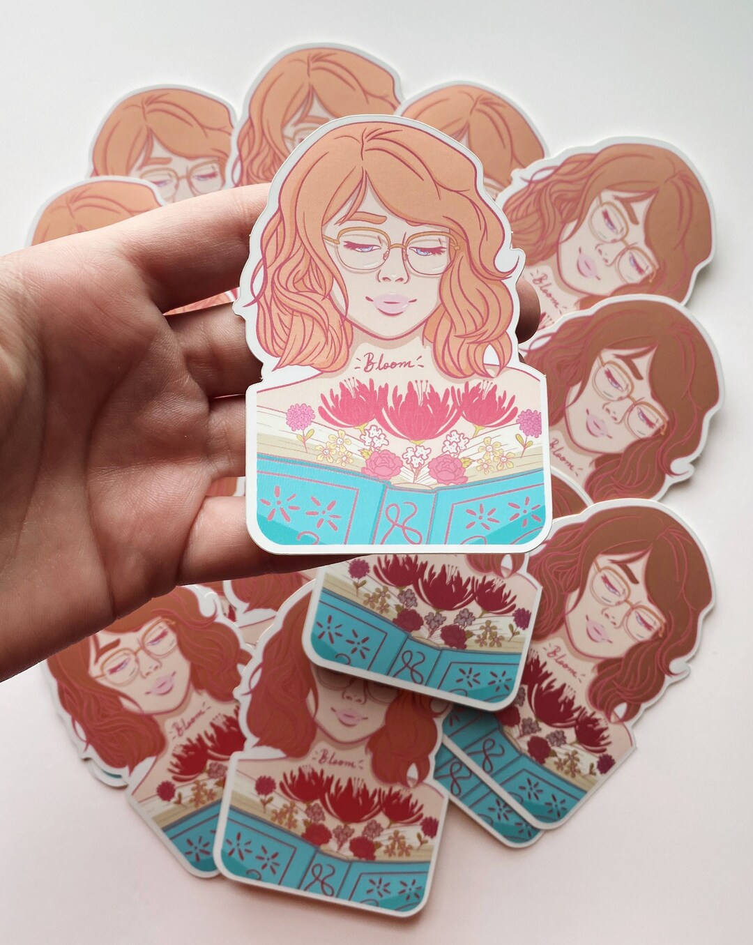 Let Your Mind Bloom Flower Girl Sticker - Matte Mirror Laptop Stickers ...