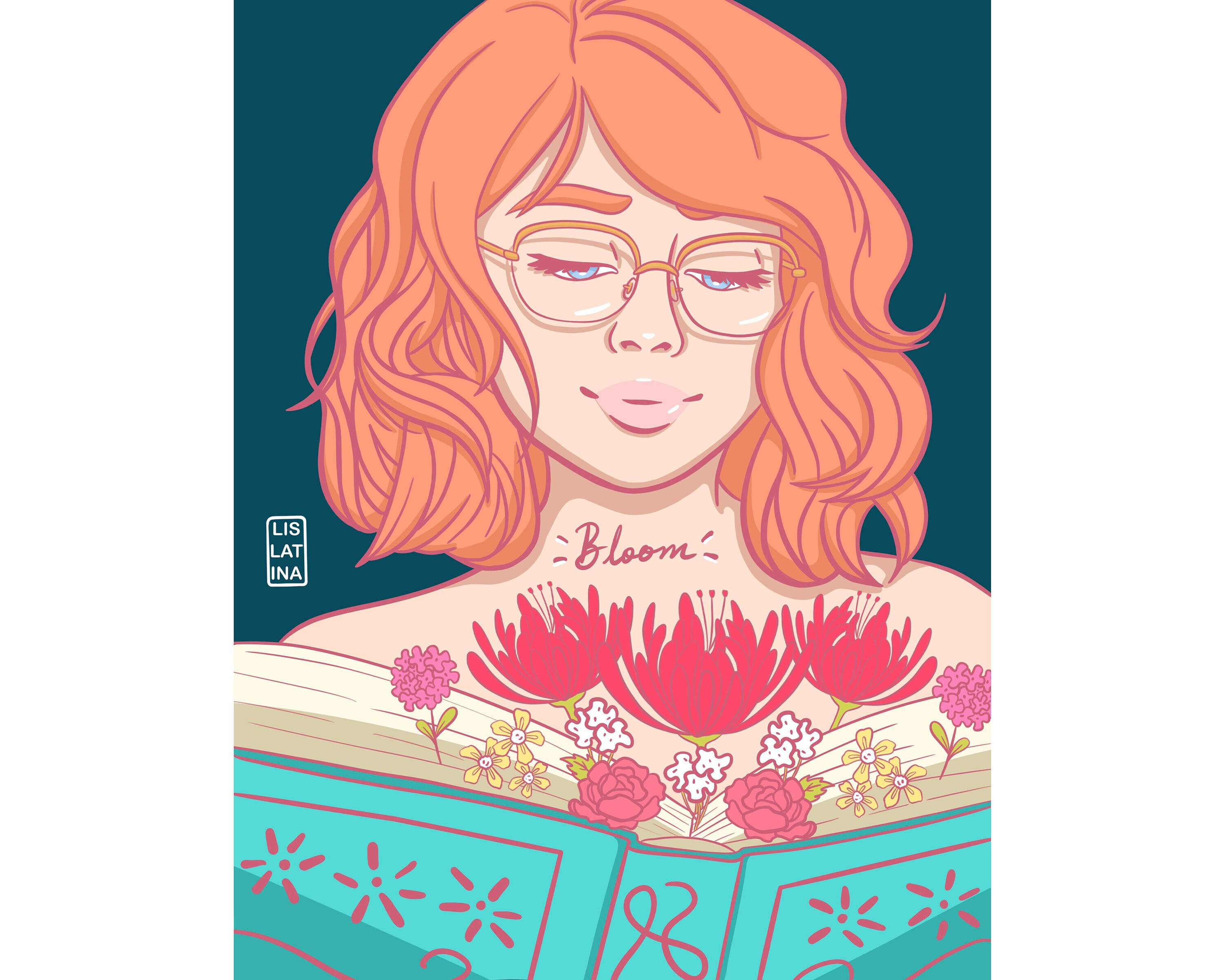 Let Your Mind Bloom Flower Girl Art Print - Illustration ...