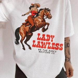 Lady Lawless Graphic Tee, Western Cowgirl Aesthetic Vintage Inspired T ...