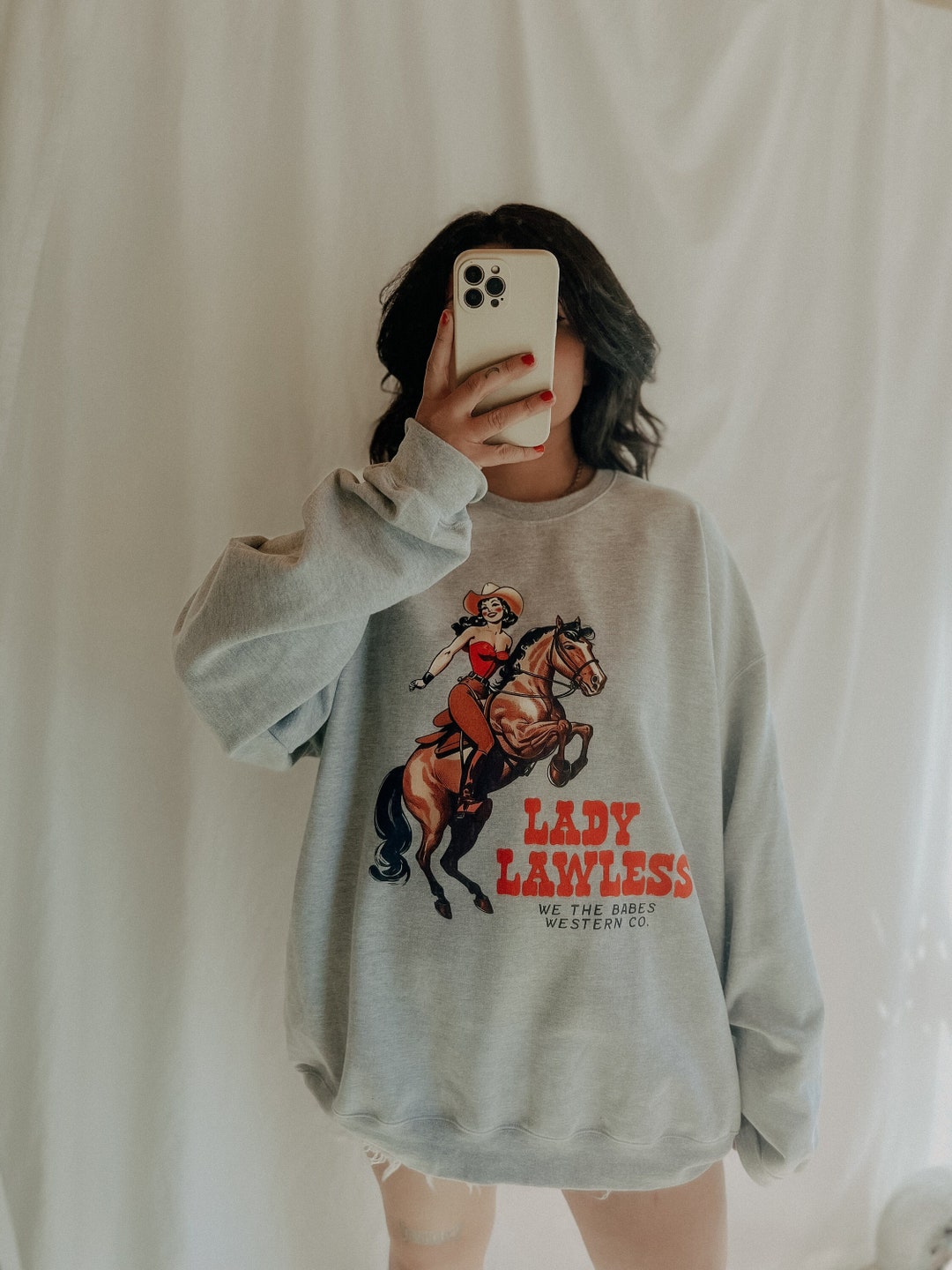 Lady Lawless Crewneck, Western Cowgirl Trendy Aesthetic Sweatshirt ...