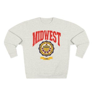 Midwest Crest Crewneck, Vintage Inspired Trendy Sweatshirt, Trendy ...