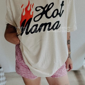Hot Mama Tee, Trendy Mom Shirt, Vintage Inspired Graphic Tee, Mother’s ...