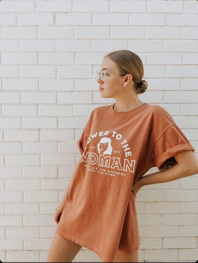 Power To The Woman Tee Feminist Tee Oversized Graphic | Etsy