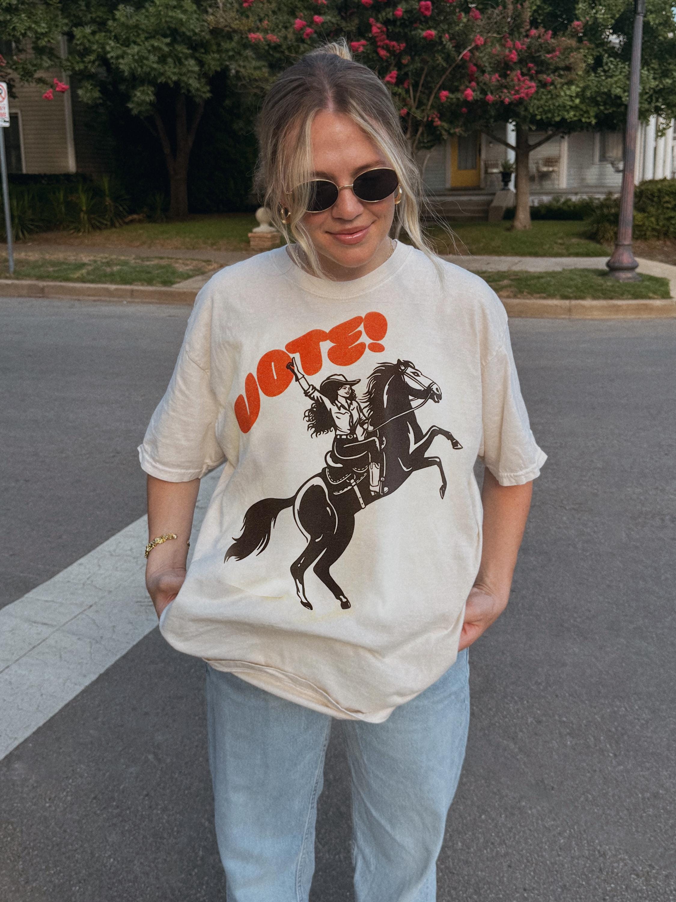Vote Cowgirl Tee, Election 2024 Trendy Aesthetic Voting Shirt, Vintage ...