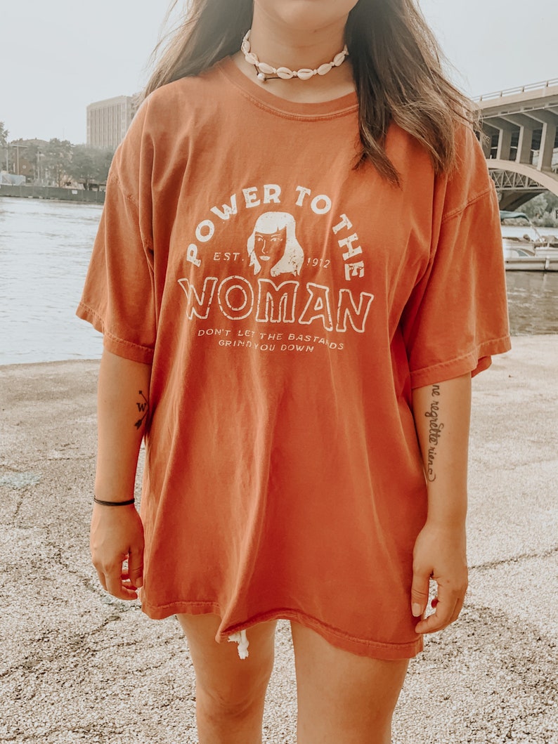 Power To The Woman Tee Feminist Tee Oversized Graphic | Etsy