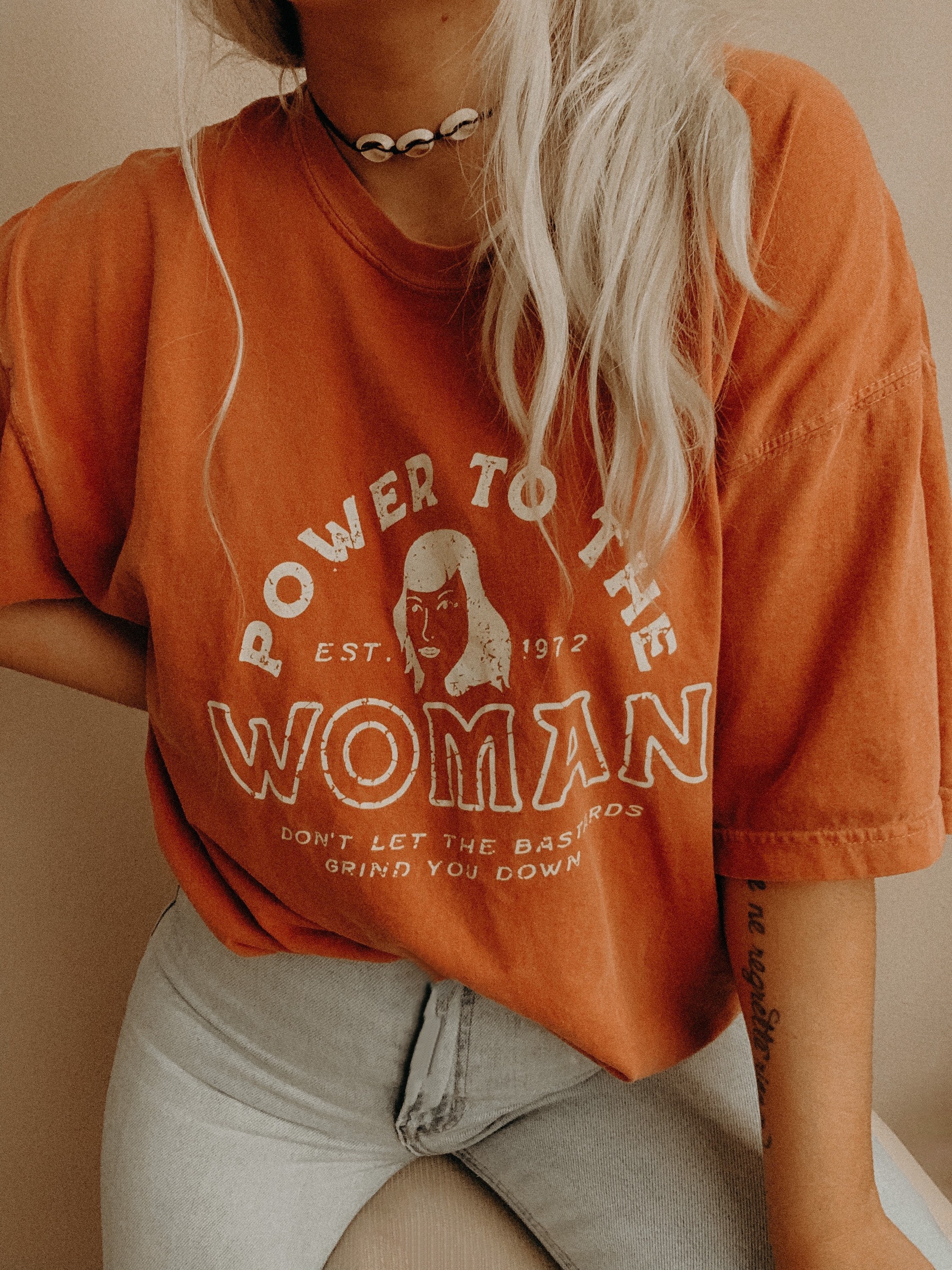 Power To The Woman Tee Feminist Tee Oversized Graphic | Etsy