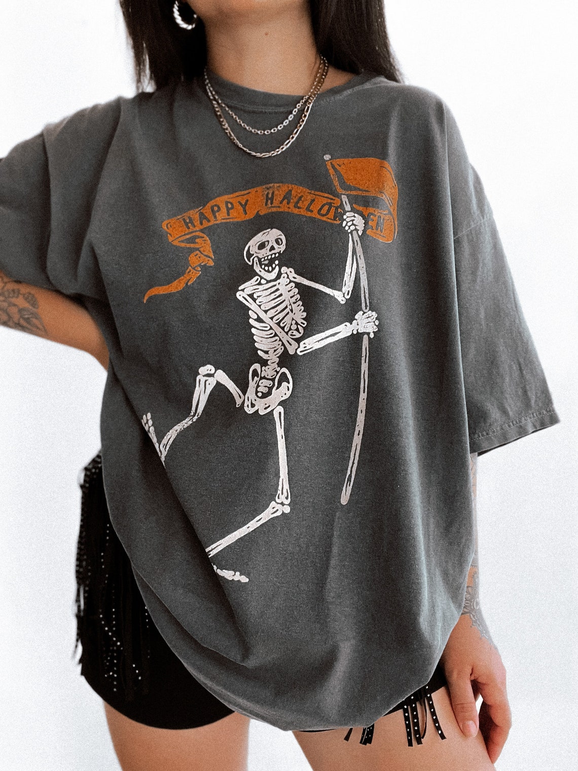 Happy Halloween Skelly Tee, Skeleton Graphic Tee, Comfort Colors ...
