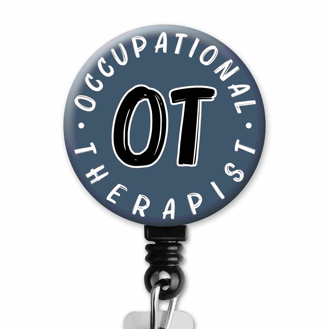 Simple Minimalistic Blue OT Occupational Therapy Therapist Gift Badge ...