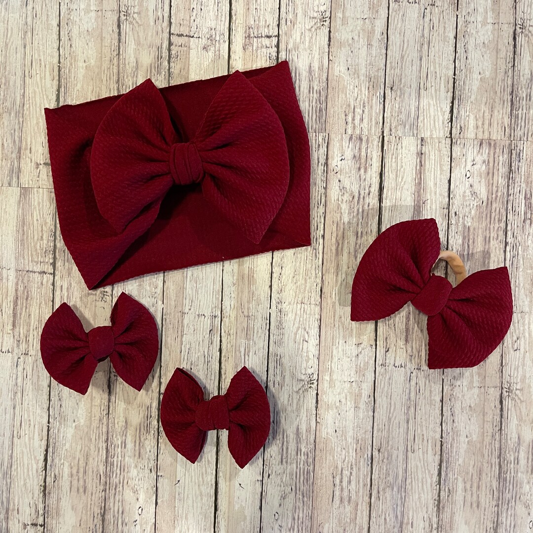 Ruby Red Baby Bow Headband: Newborn Stretchy Headwrap or Clip - Etsy