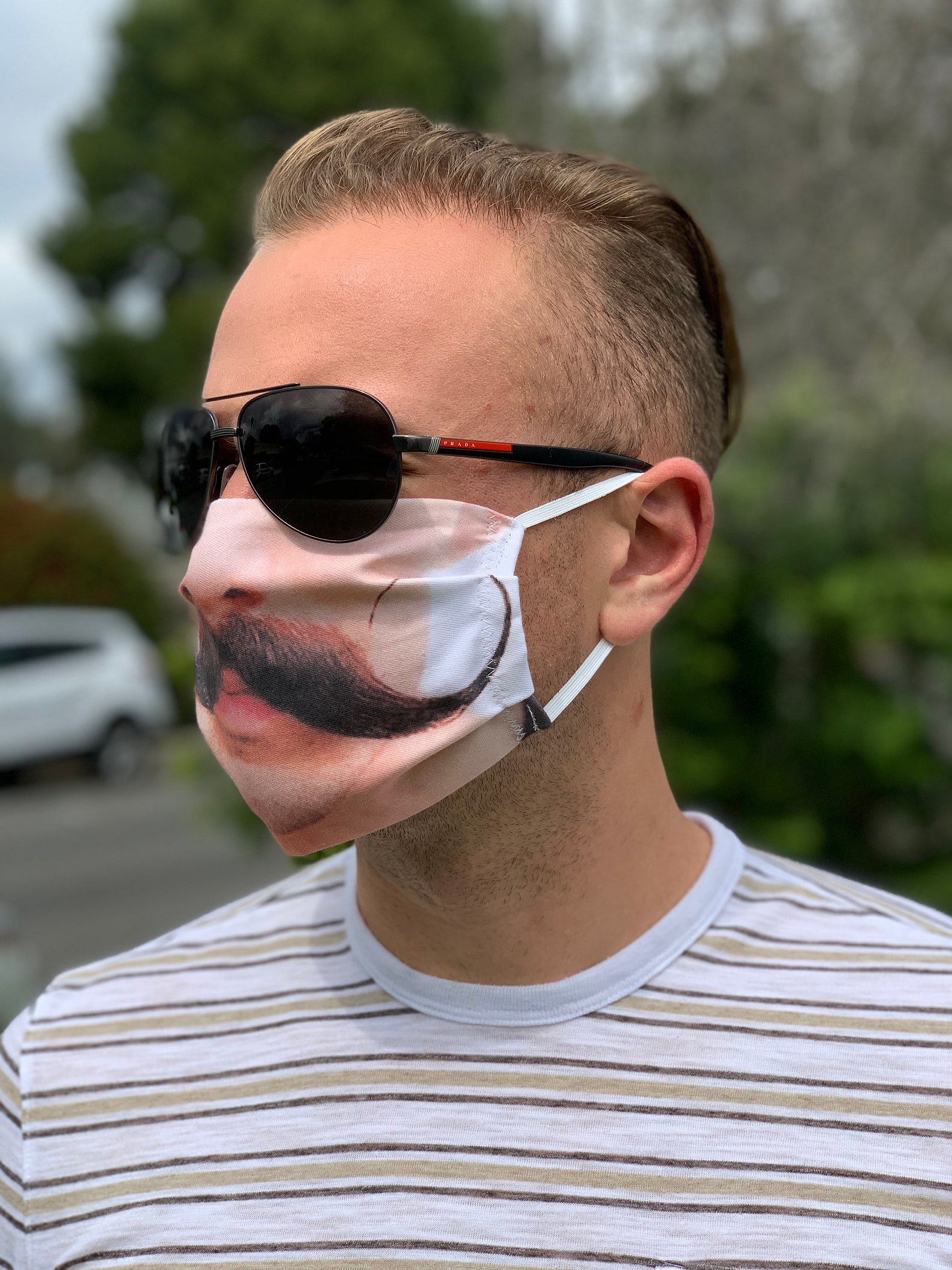 Face Mask, man With Moustache, Cotton, Filter Pocket, Nose Wire ...