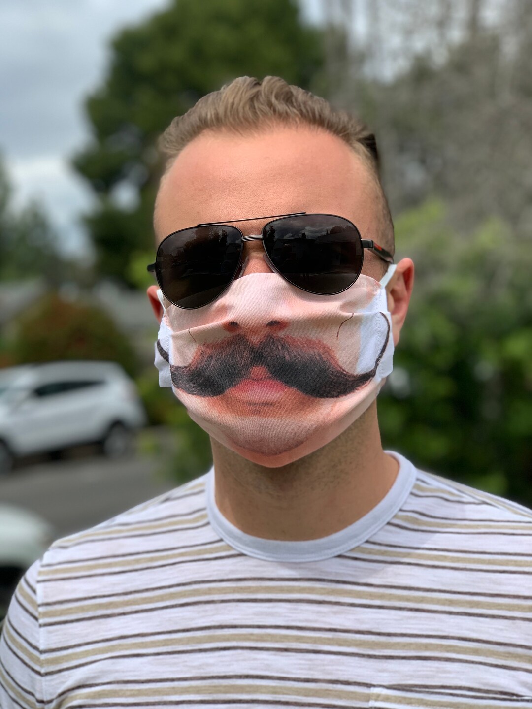 Face Mask, "man With Moustache", Cotton, Filter Pocket, Nose Wire ...