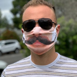 Face Mask, "man With Moustache", Cotton, Filter Pocket, Nose Wire ...