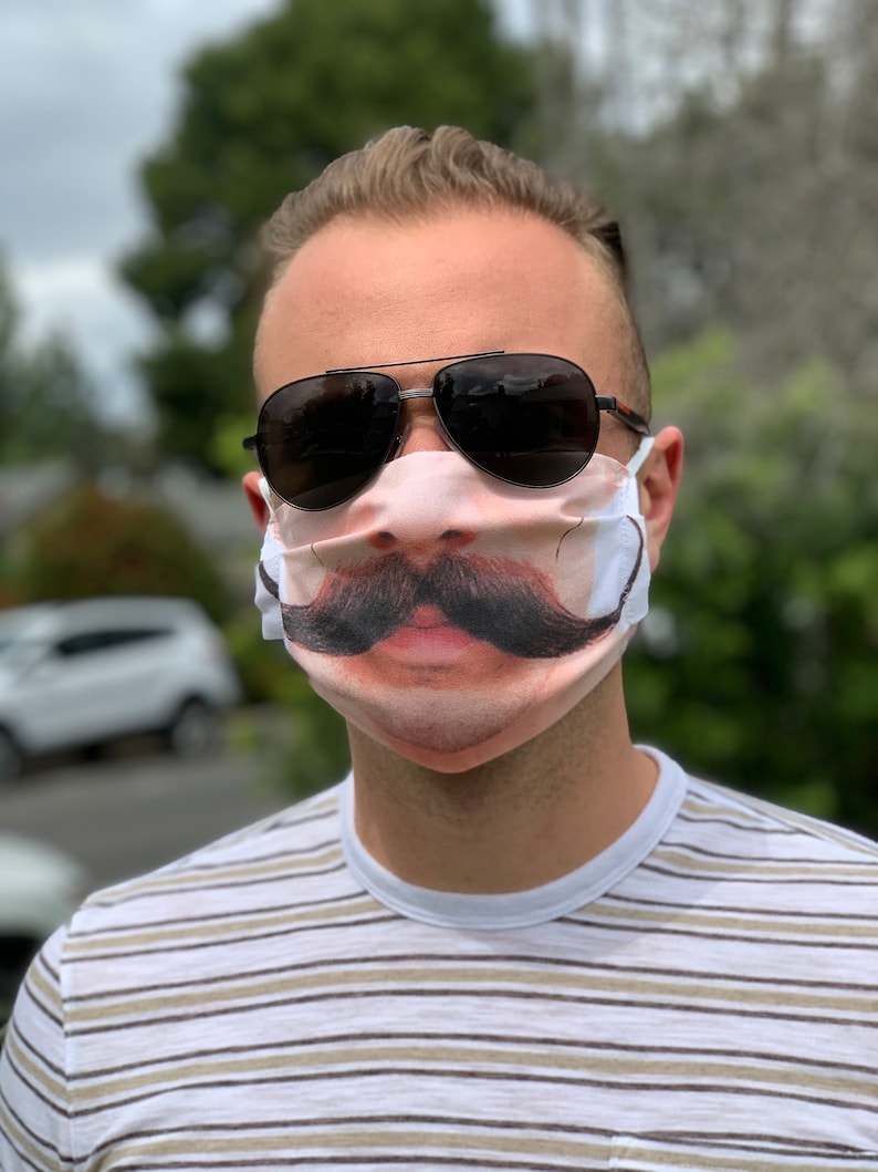 Face Mask man With Moustache Cotton Filter - Etsy