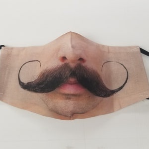 Face Mask, "man With Moustache", Cotton, Filter Pocket, Nose Wire ...