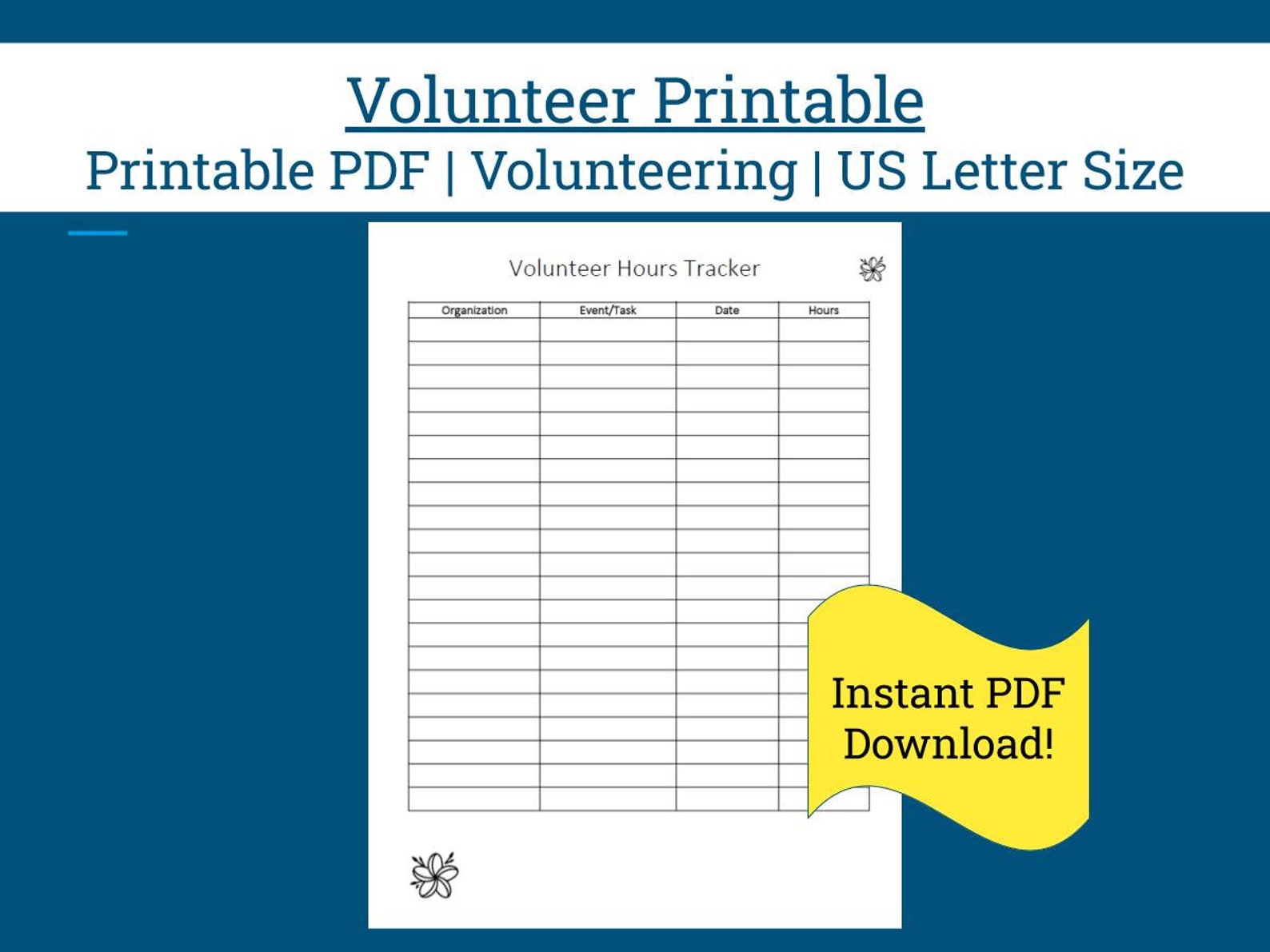 Volunteer and Charity Tracker Bundle | Printable Sheets for Tracking ...