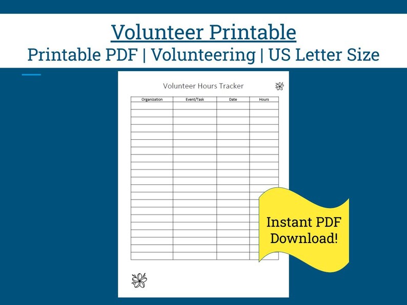Volunteer and Charity Tracker Bundle | Printable Sheets for Tracking ...