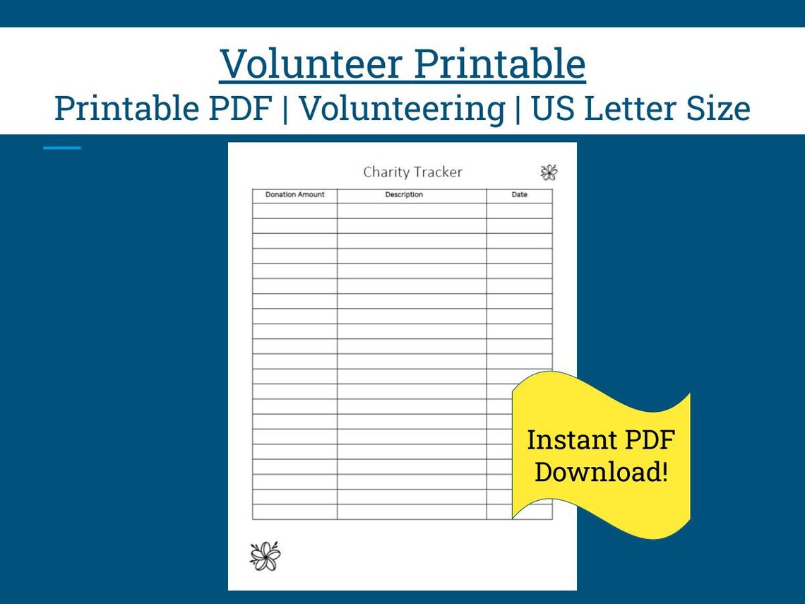 Volunteer and Charity Tracker Bundle | Printable Sheets for Tracking ...