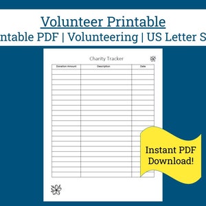 Volunteer and Charity Tracker Bundle | Printable Sheets for Tracking ...
