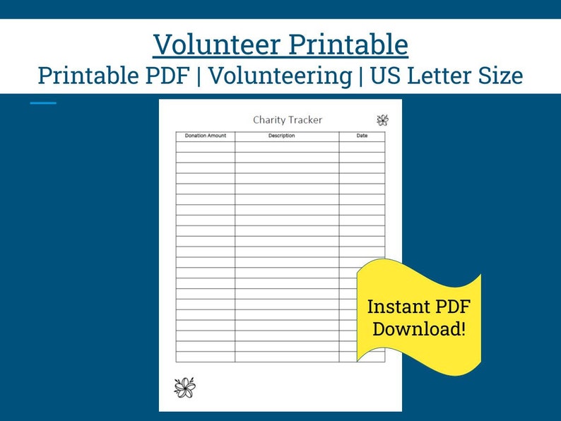 Volunteer and Charity Tracker Bundle | Printable Sheets for Tracking ...