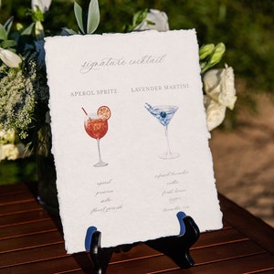 Custom Cocktail Sign (8in X 10in)- Printed Deckled Paper Sign ...