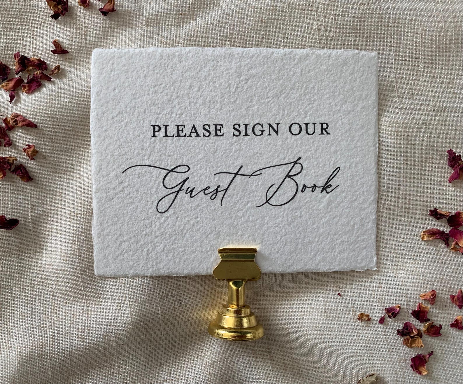 Wedding Guest Book Sign - Handmade Deckled Paper - Custom Wedding ...