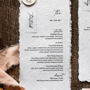 Deckled Edge Menu With Place Card (set of 10) - Etsy