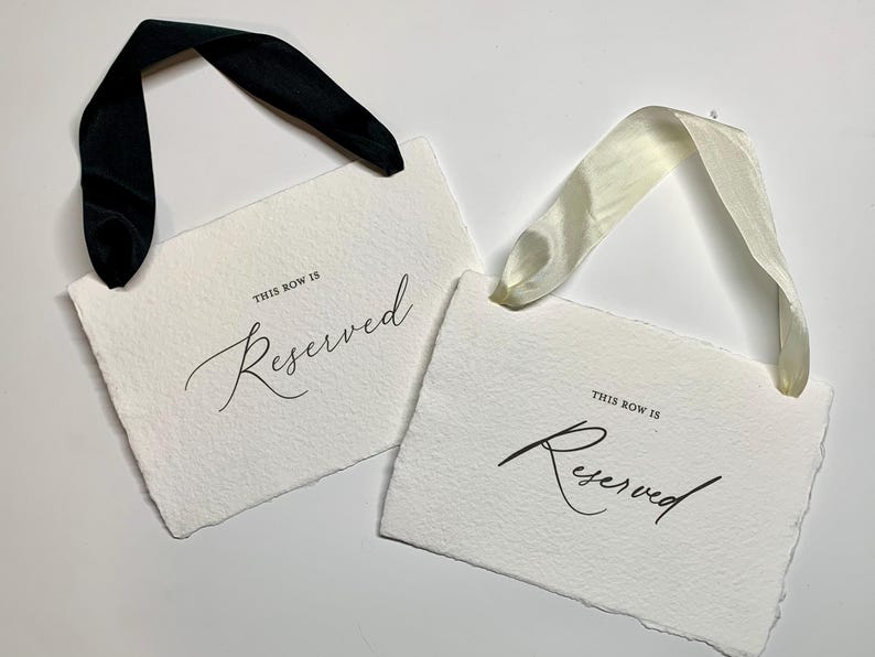 This Row is Reserved Wedding Sign - Hanging Sign With Silk Ribbon ...