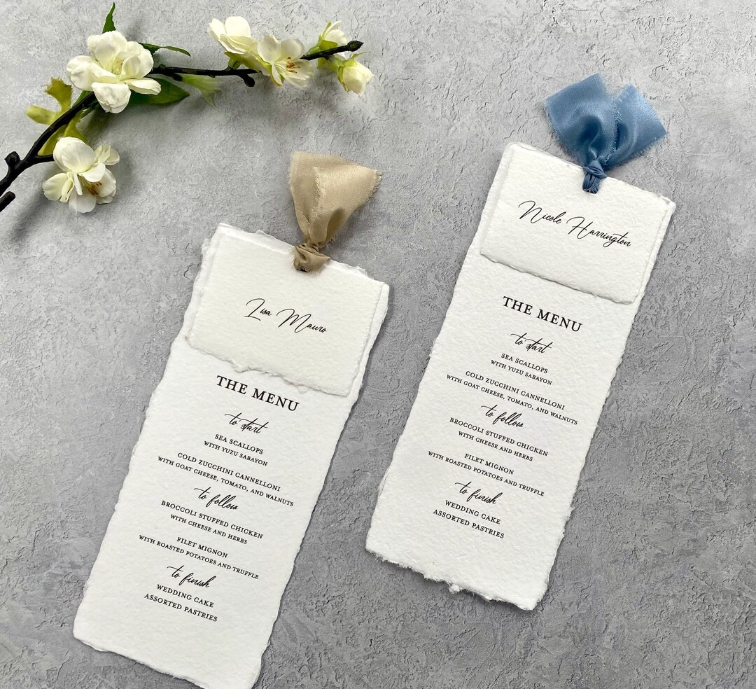 Deckled Edge Wedding Menu sold in Sets of 10 Frayed Silk - Etsy