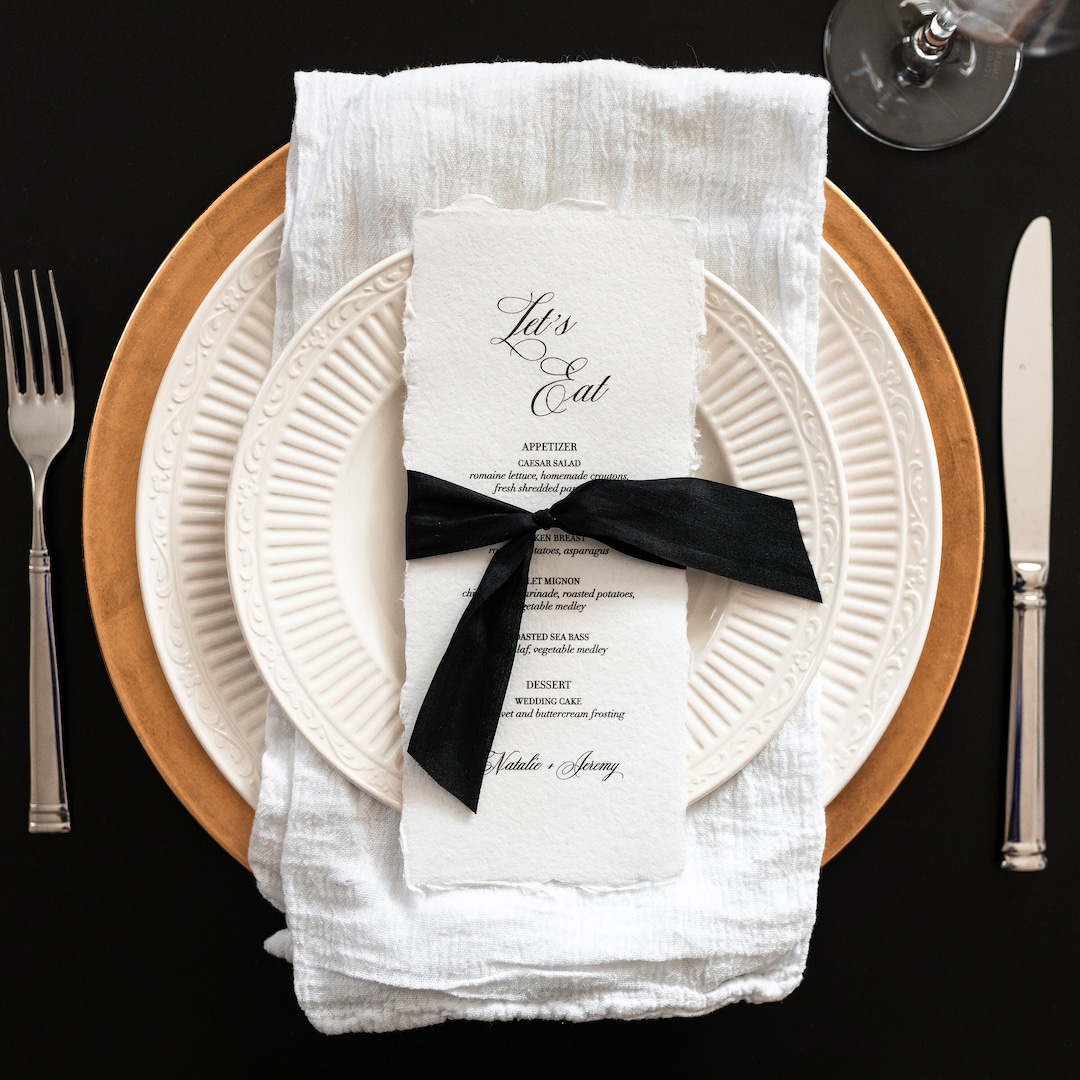 Wedding Menu (sold in Sets of 10) - Deckled Edge Paper- Card Stock Menu ...