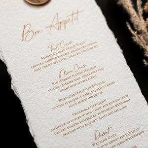 Wedding Menu (set of 10) Matte Gold Ink- Bon Appetit Slim Wedding Menu ...