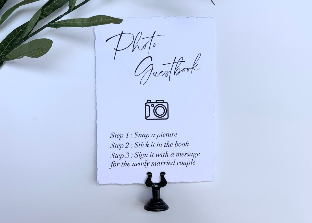 Photo Guest Book Wedding Sign- Deckled Edge Paper - Etsy