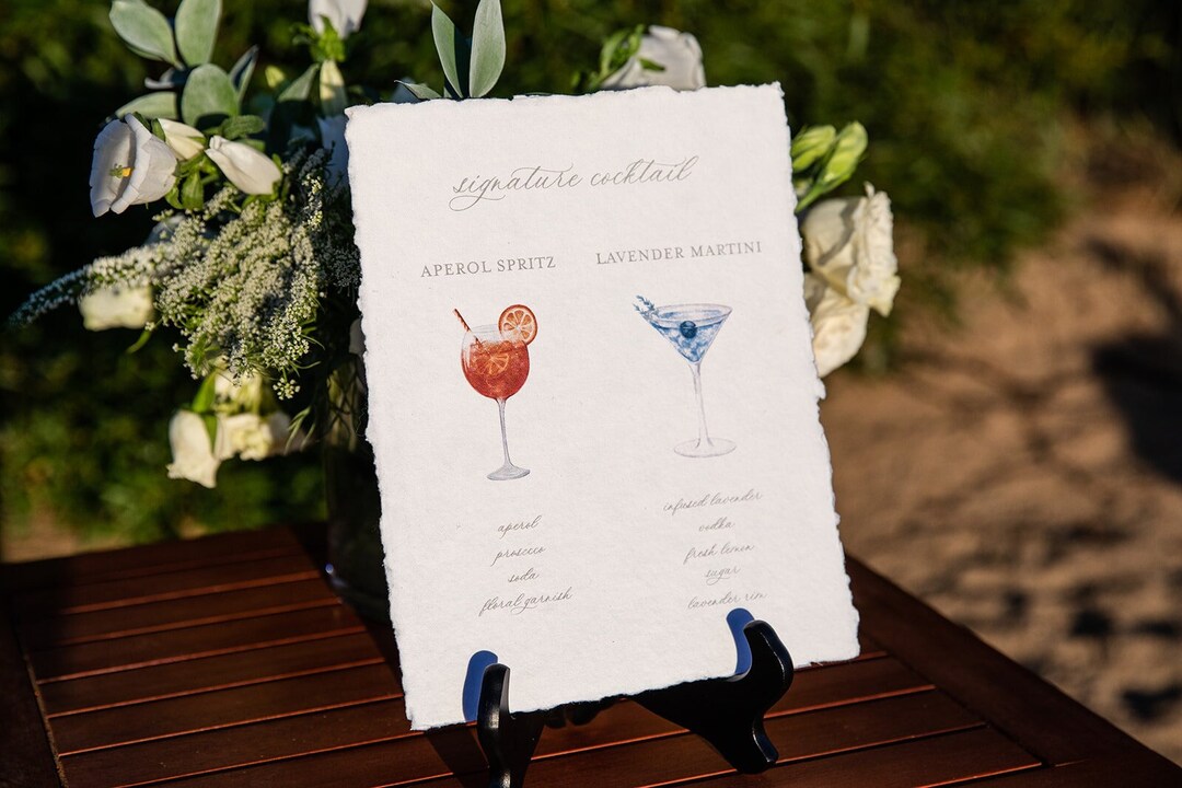 Custom Cocktail Sign 8in X 10in Printed Deckled Paper Sign - Etsy