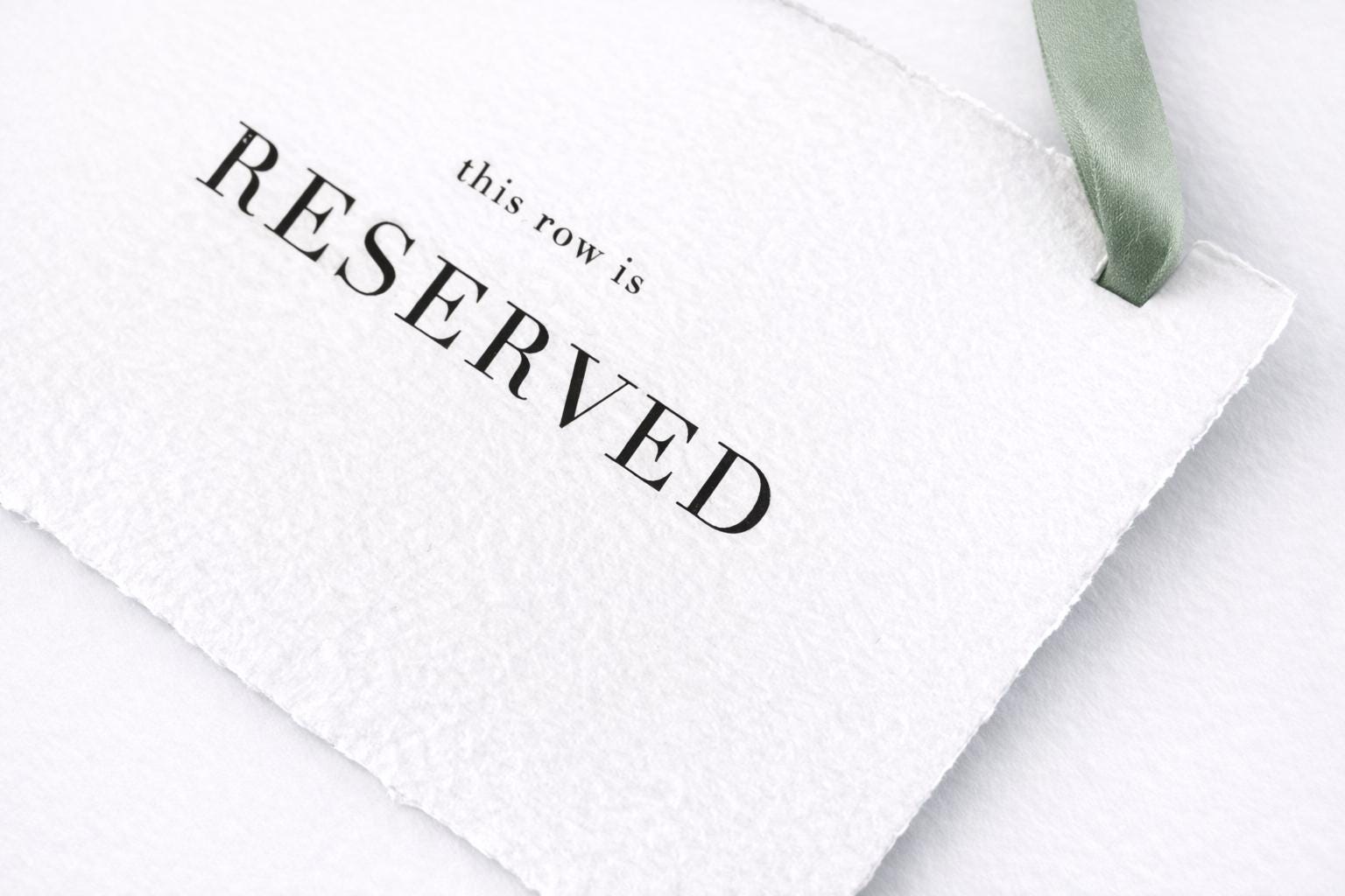 Reserved Row Wedding Sign – Handmade Deckled Edge Paper, Silk Ribbon - Etsy