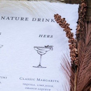 Custom Cocktail Sign (8in X 10in)-printed Deckled Paper Sign- Signature ...