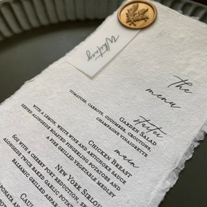 Deckled Edge Menu With Place Card set of 10 - Etsy
