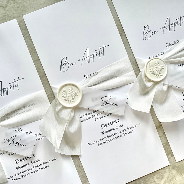 Wedding Menu Card Vellum - Etsy