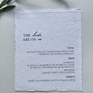 Wedding Bar Sign - Deckled Edge Sign - Custom Reception Sign - Handmade ...